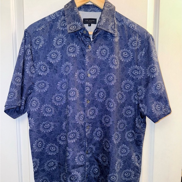 Ted Baker | Shirts | Ted Baker Blue Sunflower Casual Button Down Shirt ...
